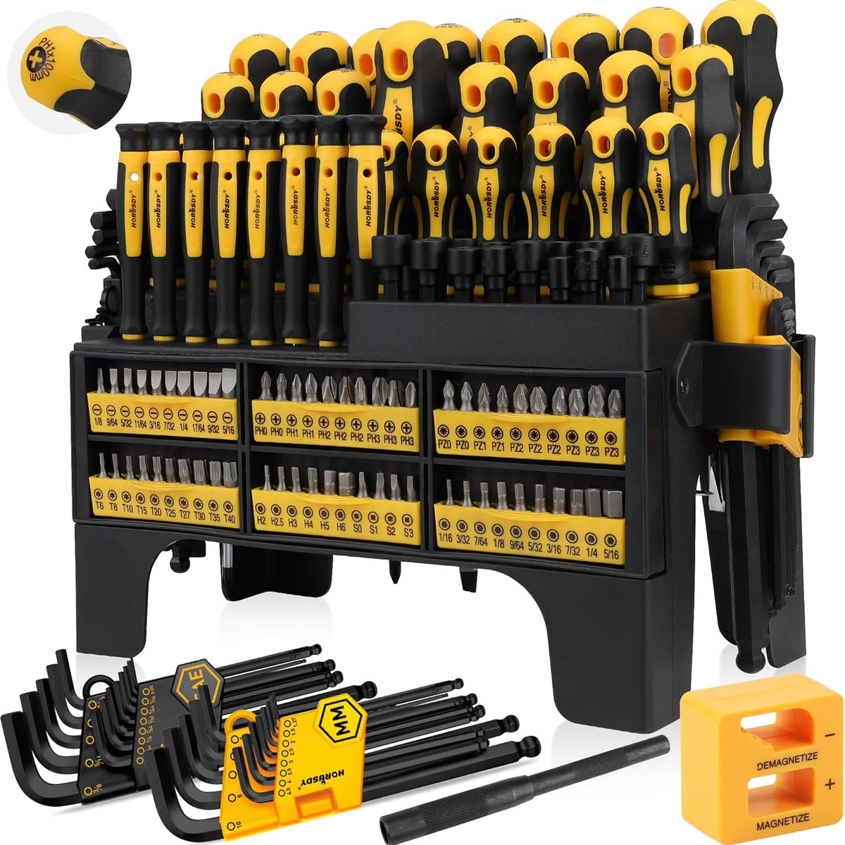 HORUSDY 140PCS Magnetic Screwdriver & Bit Tool Set with Rack – SEDY-Tools Online