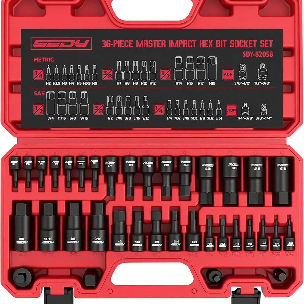 SEDY 36-Piece Hex Bit Impact Socket Set with Storage Case – SEDY-Tools ...