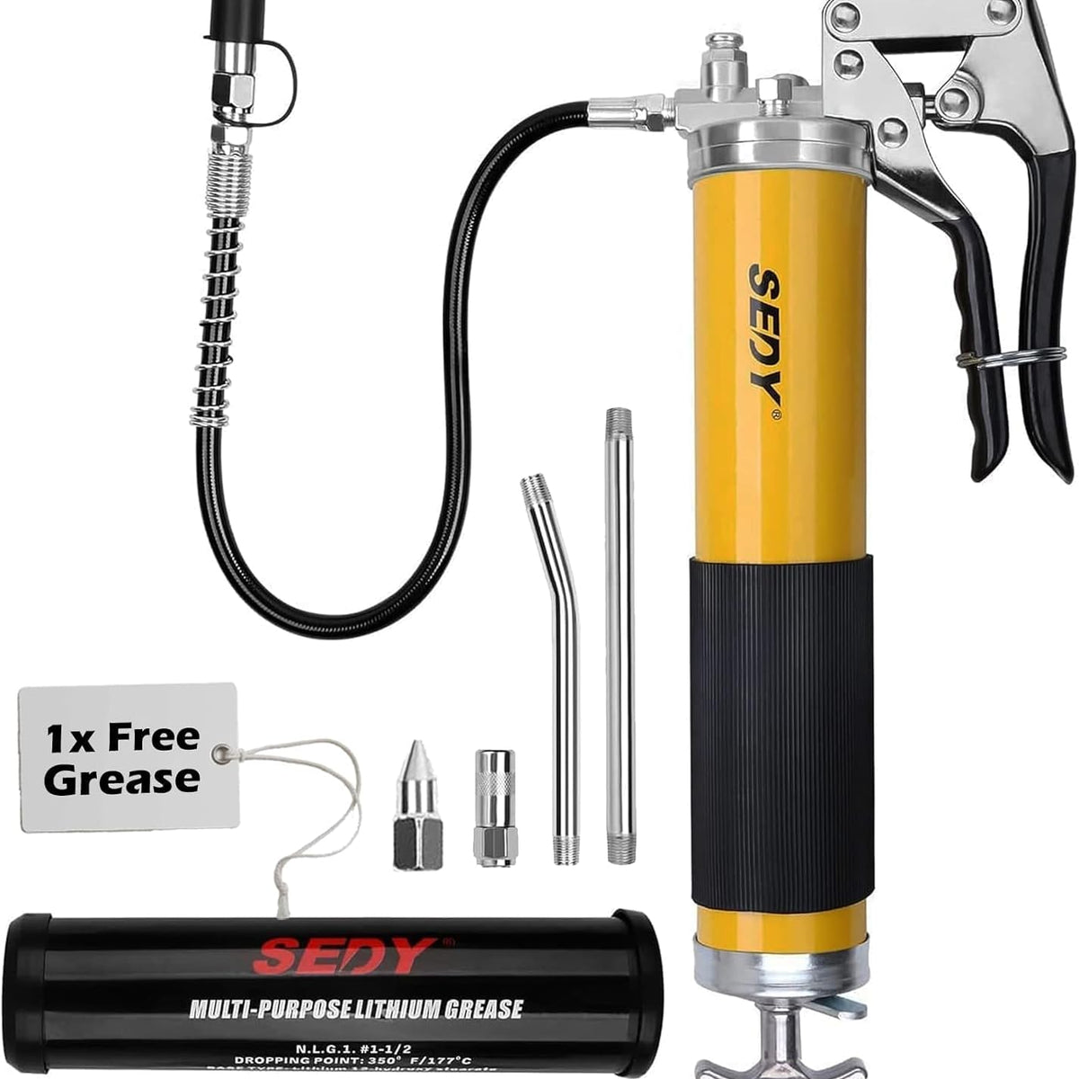18-inch Pistol Grip Grease Gun - Heavy Duty Grease Gun for Automotive ...