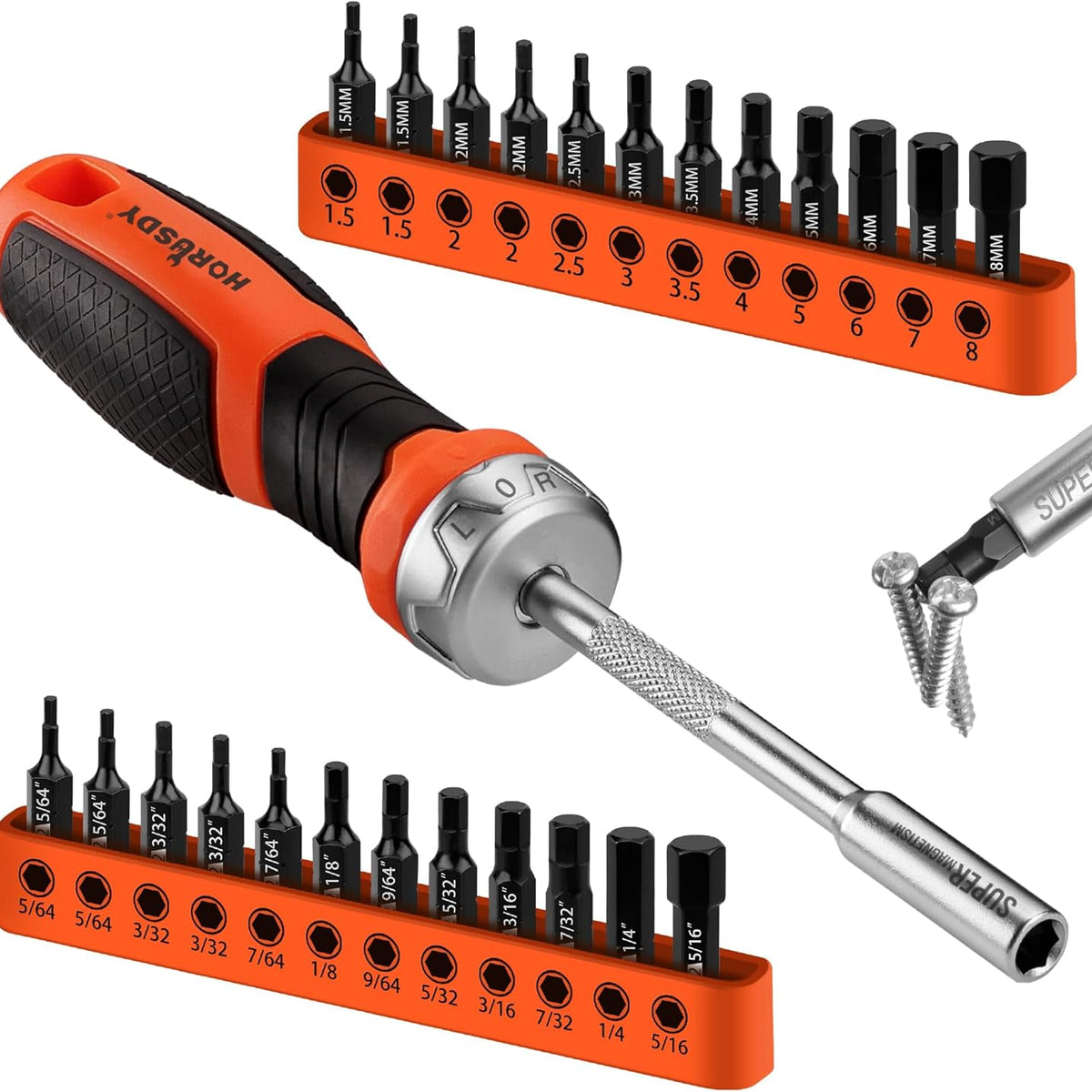 HORUSDY 25pc Ratchet Screwdriver Bit Set with SAE & Metric Bits – SEDY ...