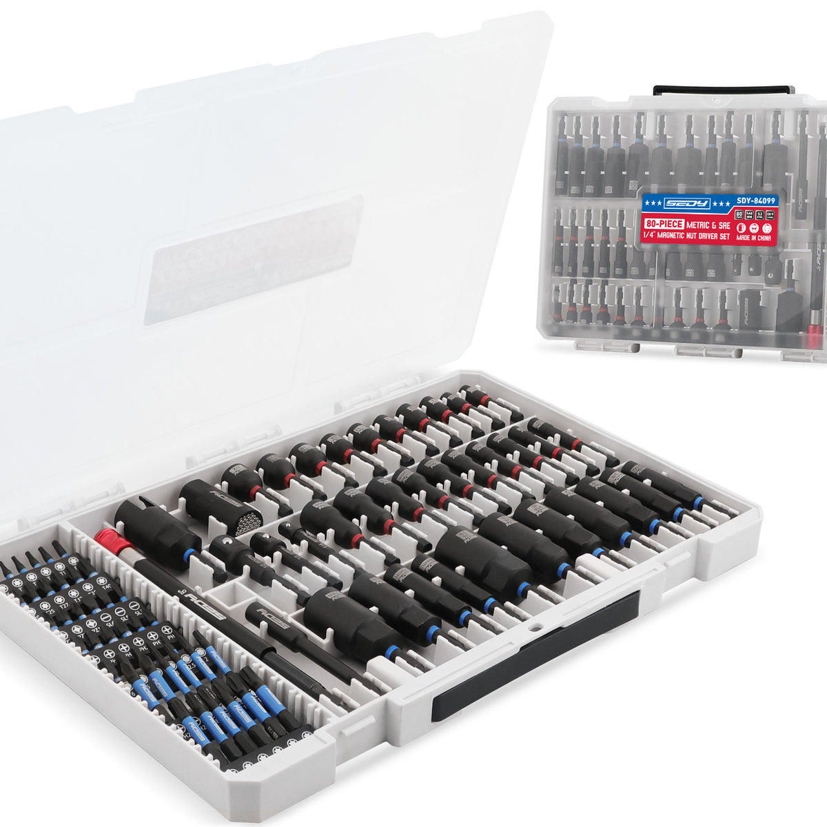 SEDY 80-Piece Magnetic Nut Driver Set SAE Metric CR-V Steel – SEDY ...