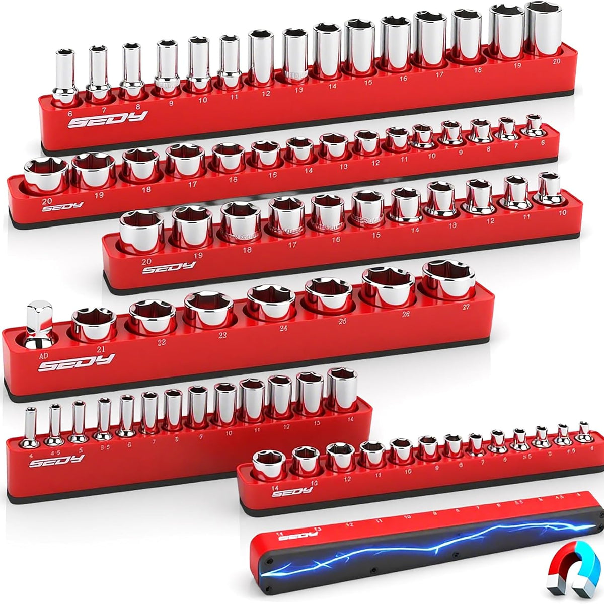 SEDY 6PC Magnetic Socket Organizer Set - 75 Metric Slots – SEDY-Tools ...