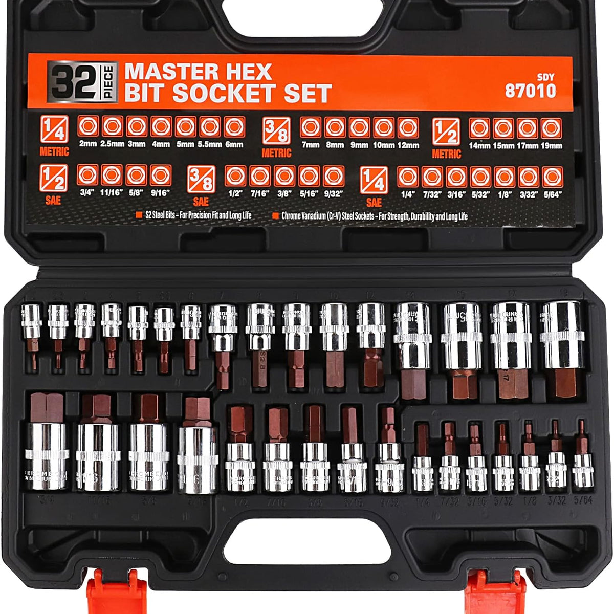 HORUSDY 32PC Hex Bit Socket Set SAE & Metric with Case – SEDY-Tools Online