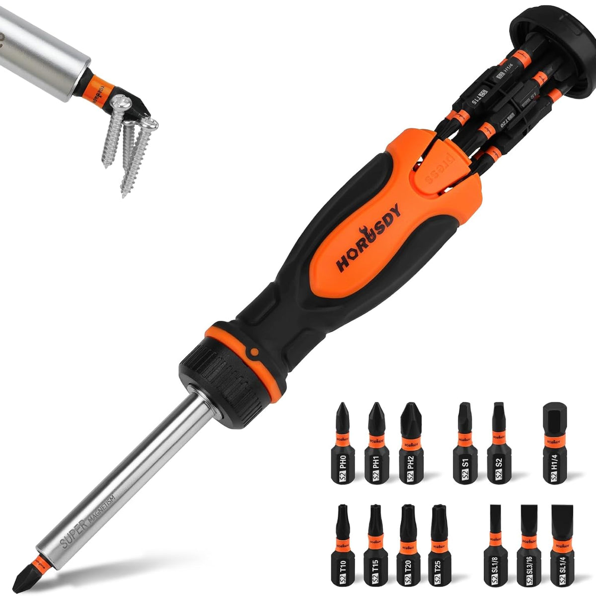 HORUSDY 14-in-1 Ratcheting Screwdriver Set with Magnetic Bits – SEDY ...